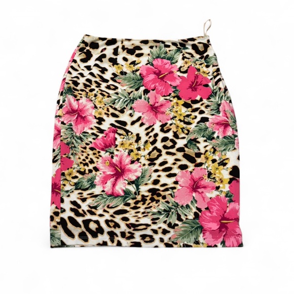 Boston Proper | Skirts | Boston Proper Striking Pink Floral And Leopard ...